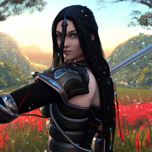 Fantasy female rogue character with long black braided hair and ...