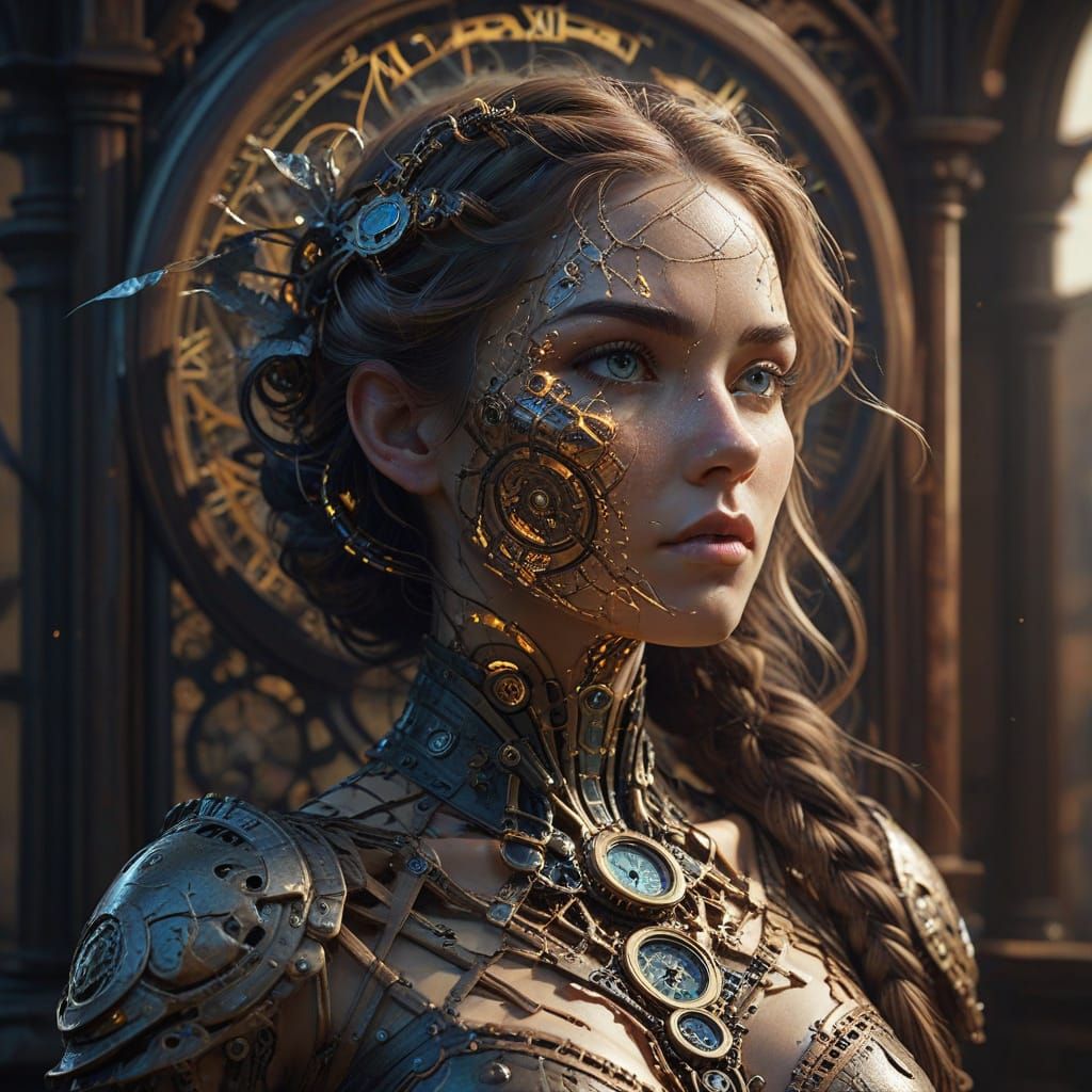 Time-Twisted Dancer in Cyberpunk Aesthetic - AI Art