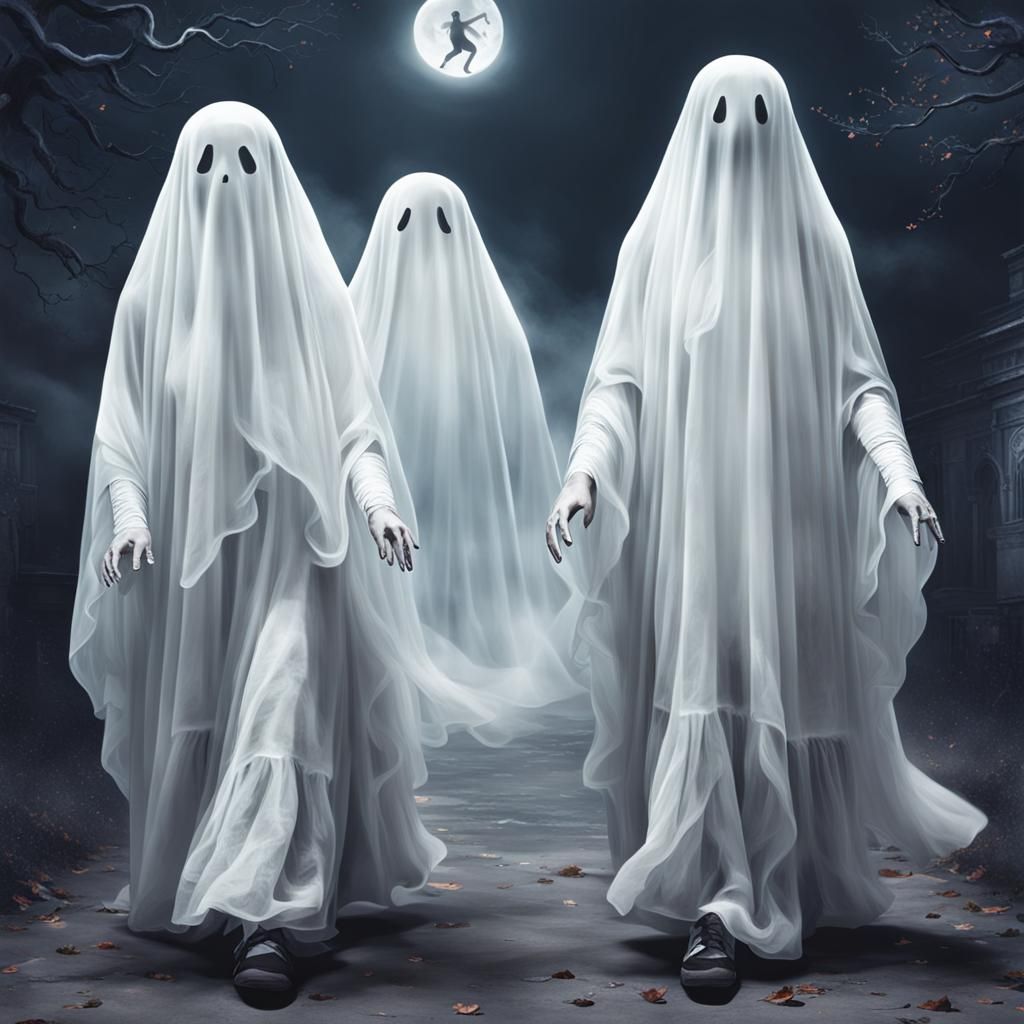 Two Humans one Ghost - AI Generated Artwork - NightCafe Creator