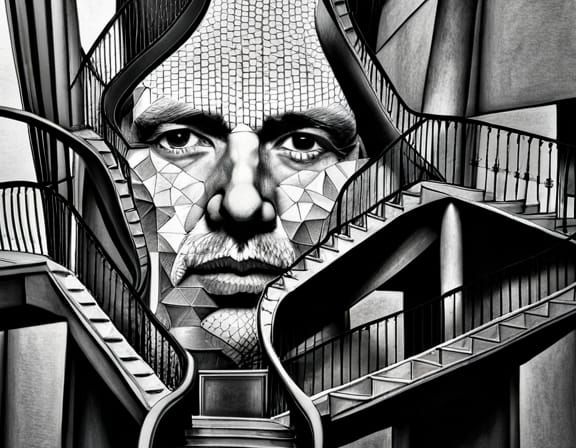 M. C. Escher face face face and klimt architecture staircase Abstract ...
