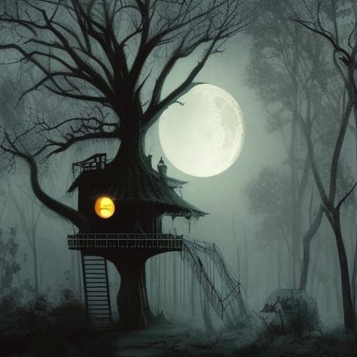 Spooky treehouse 👻 - AI Generated Artwork - NightCafe Creator