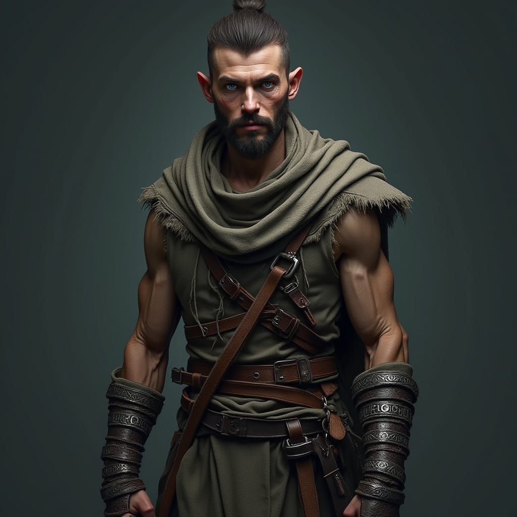 Mysterious Wandering Rogue in Earthy Tones - AI Art