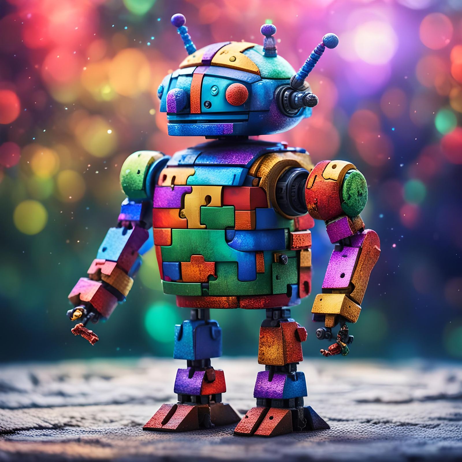 Jig-Saw Jr. The Toy-Bot - AI Generated Artwork - NightCafe Creator