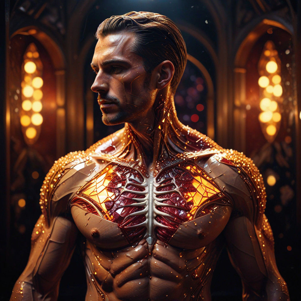 Ethereal Male Figure Radiates Golden Light in Hype... - AI Art