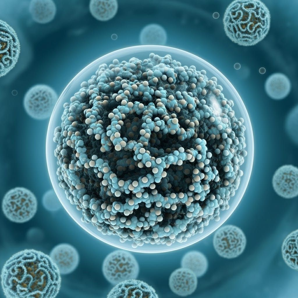 a nanoemulsion droplet under a microscope.