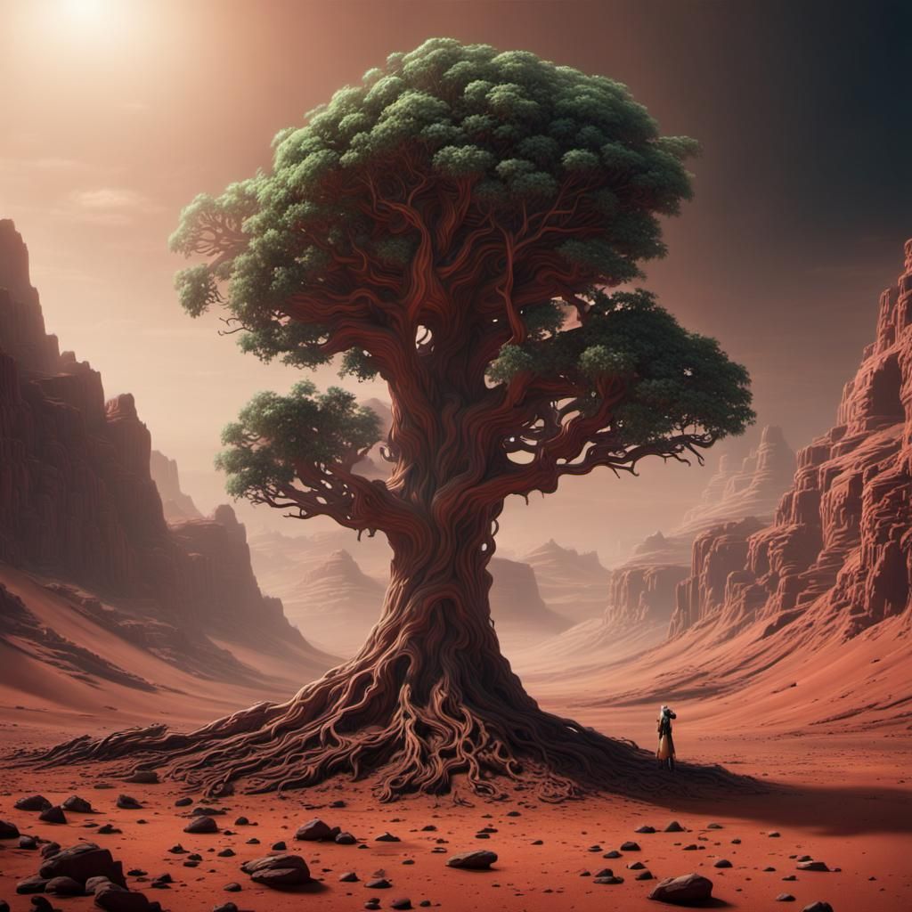 first tree on mars - AI Generated Artwork - NightCafe Creator