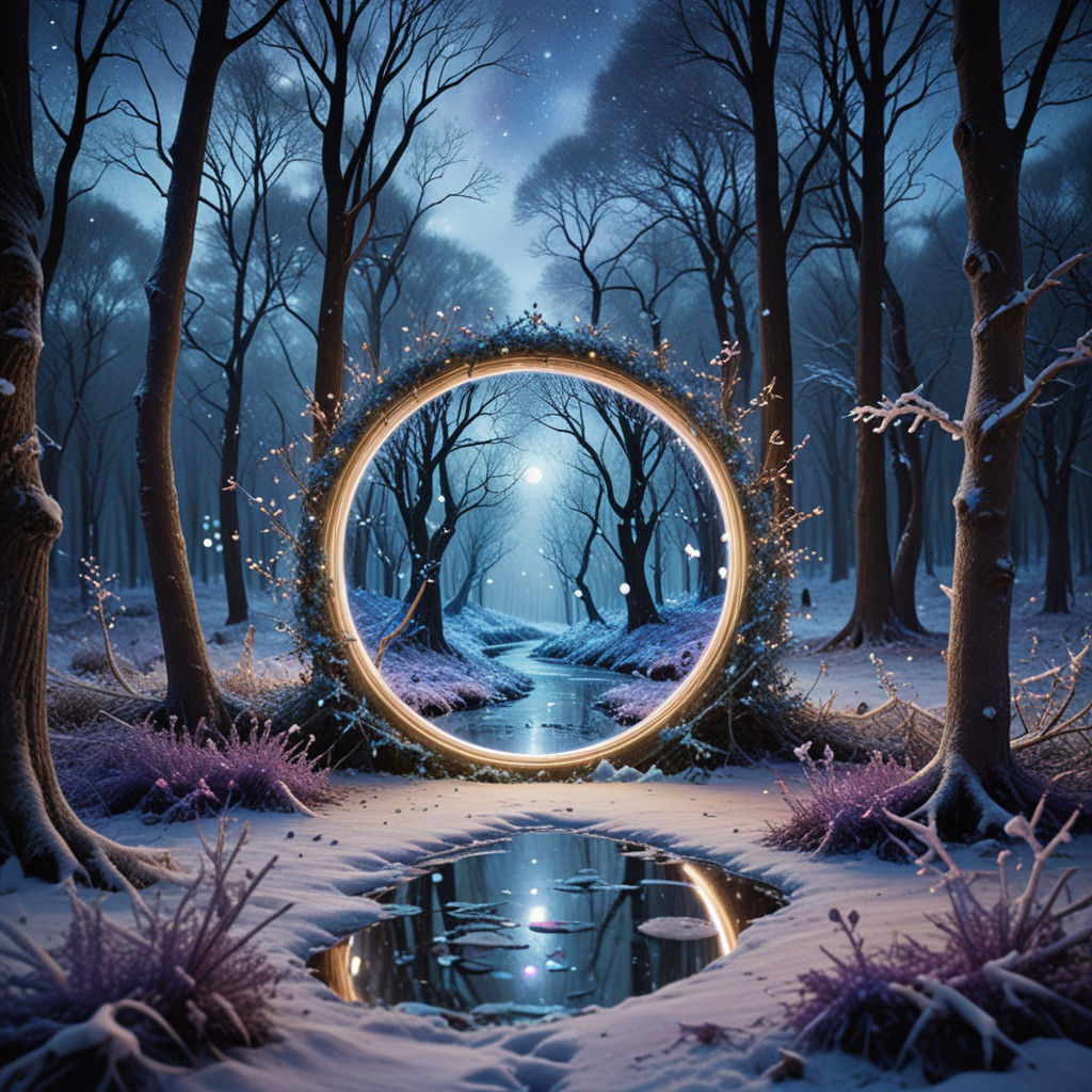 The Ring Of Time - Dreamlike Winter Realms in Pastel Art