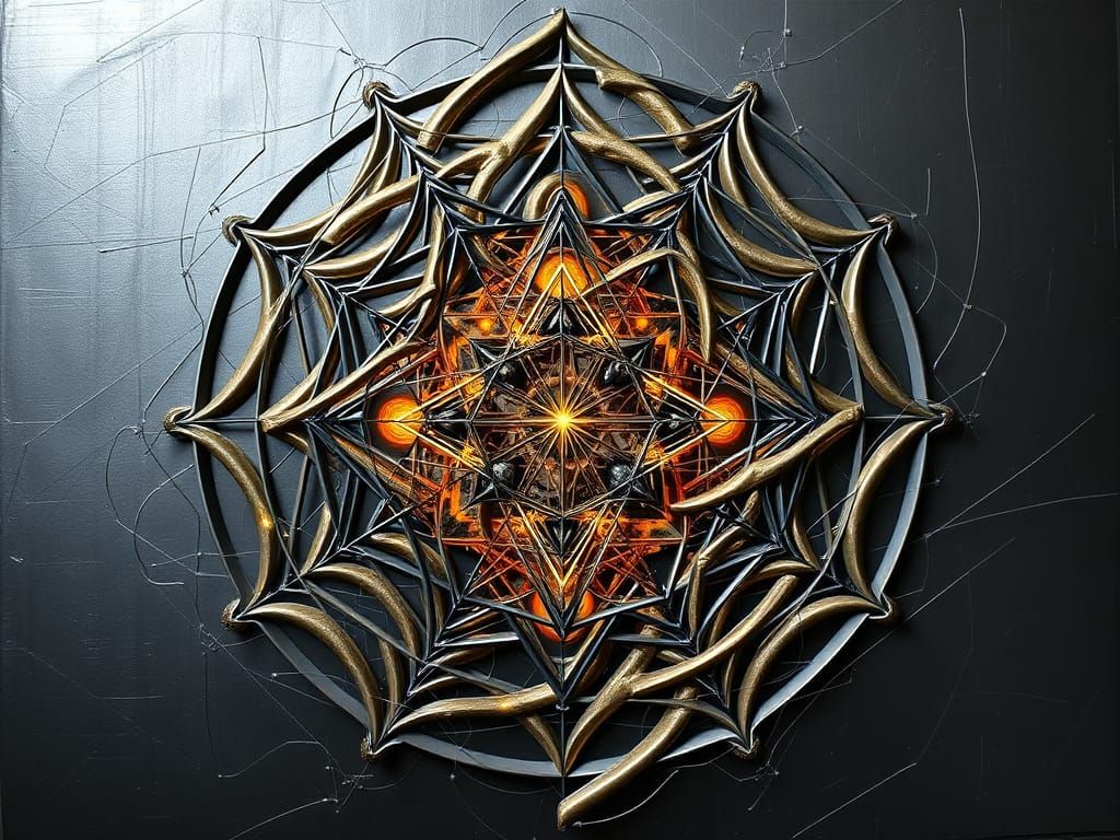 3D recursive geometric math art resined acrylic pi... - AI Art