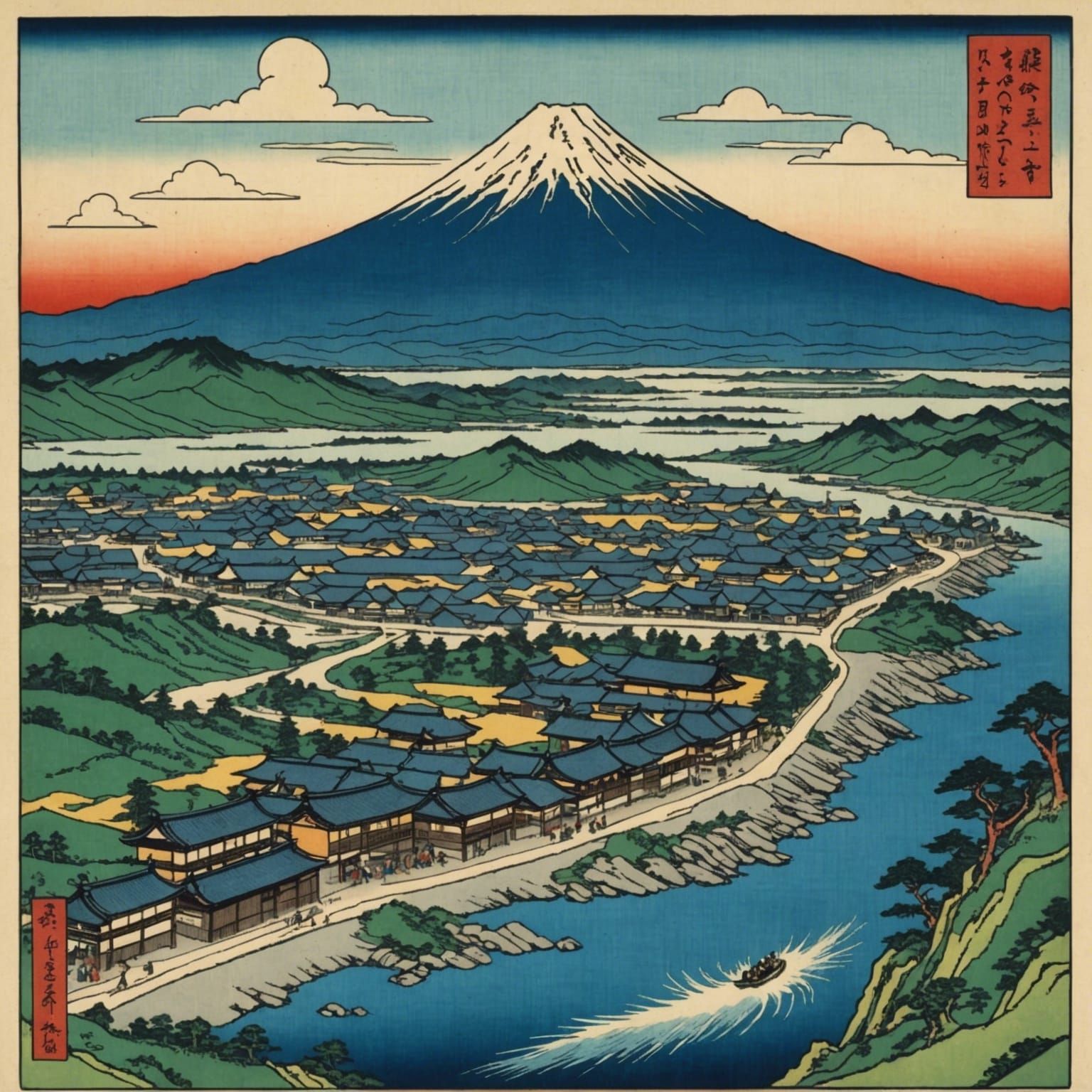 art by Hiroshige, Hokusai, artistic map representation, Edo period ...