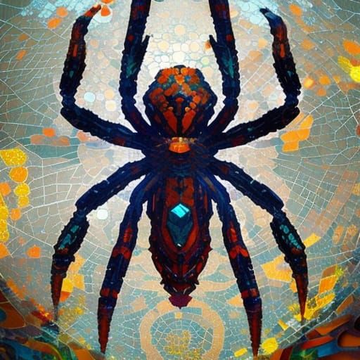 Mosaic spider #3 - AI Generated Artwork - NightCafe Creator