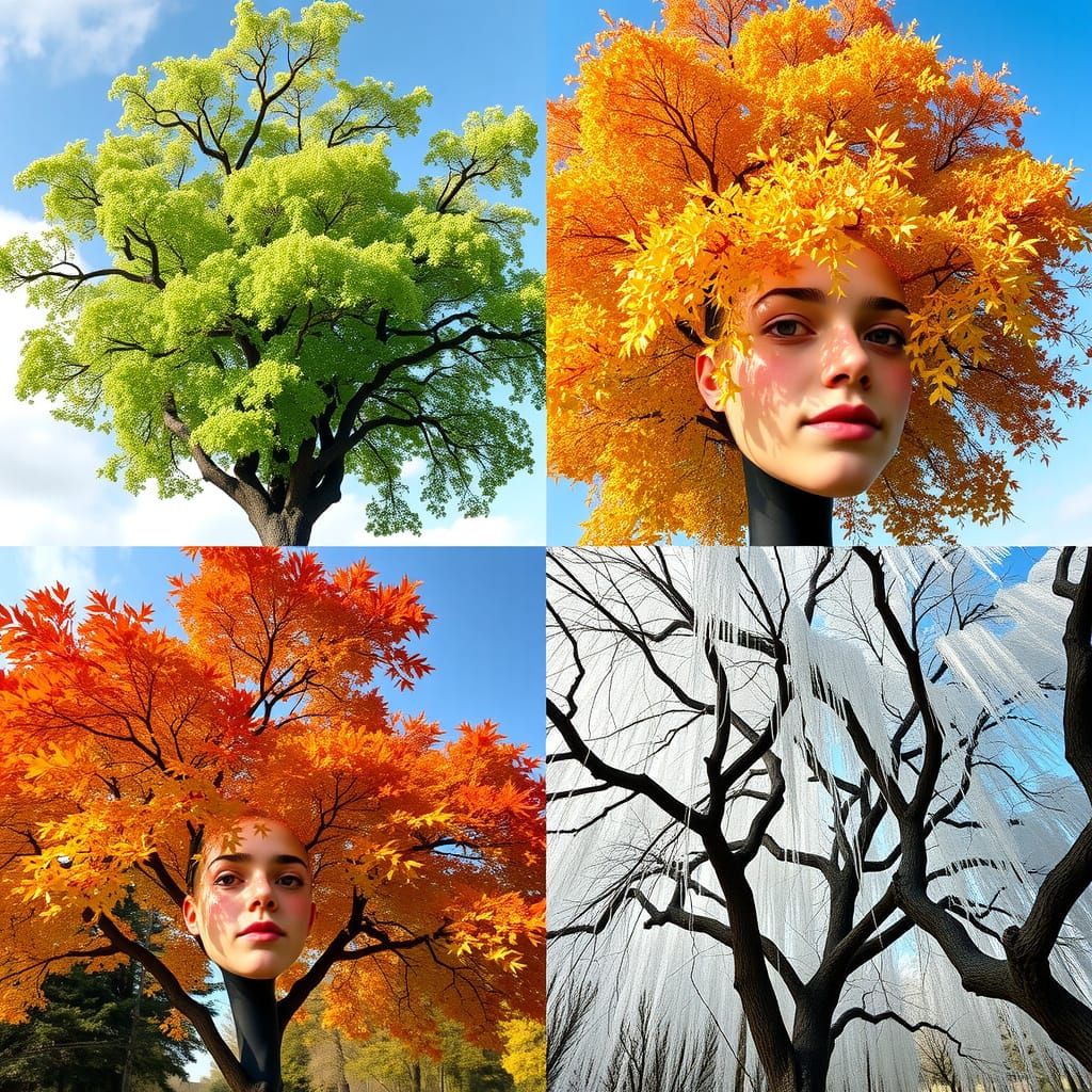 Seasonal Faces in Nature - AI Art