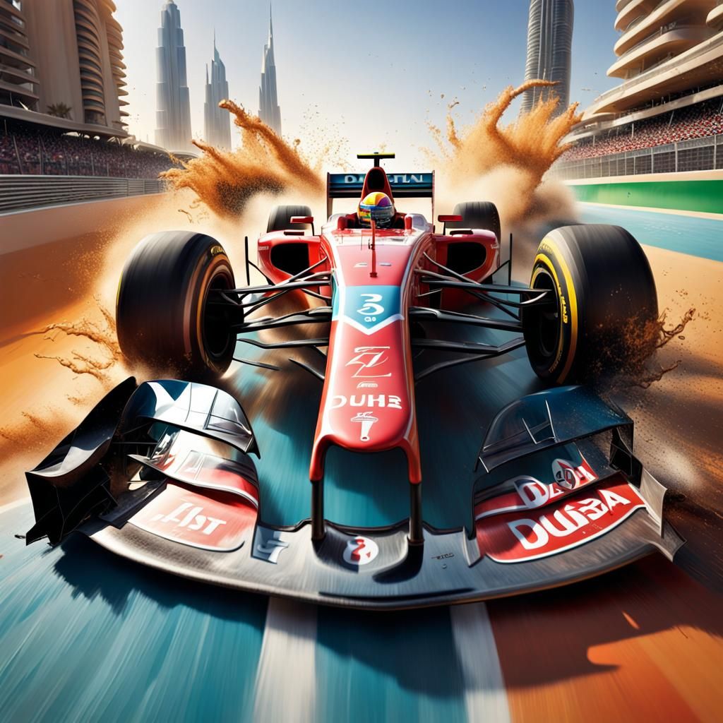 F1 racing in the dubai - AI Generated Artwork - NightCafe Creator