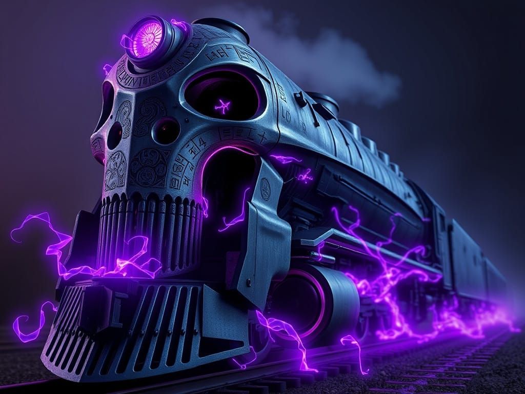 The Leviathan Locomotive - Sleek, Cyberpunk Locomotive with...