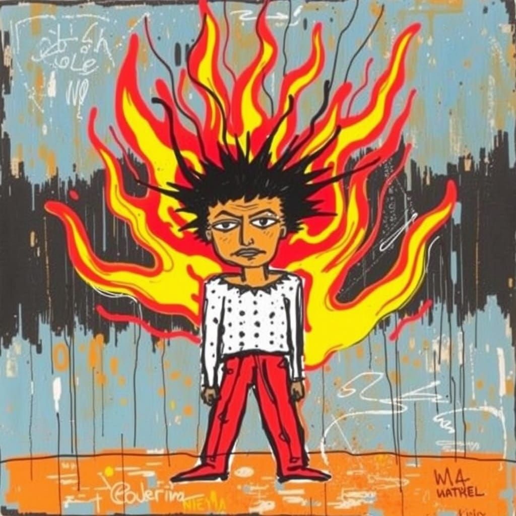 Expressive Neo-Expressionist Portrait in Blazing C... - AI Art