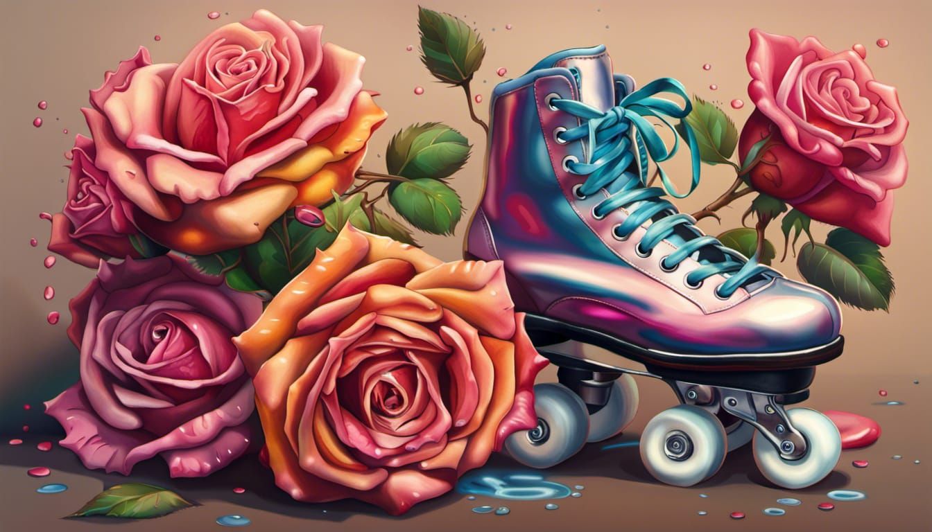 roses with roller skates - AI Generated Artwork - NightCafe Creator