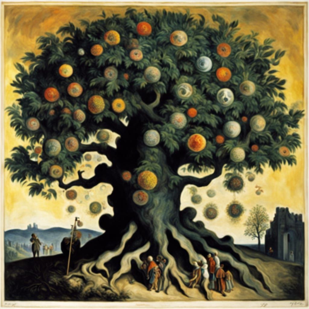 Surrealist Tree of Knowledge in Whimsical Style - AI Art