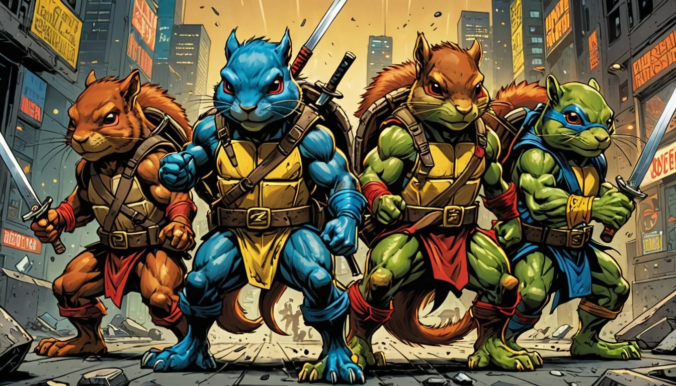 Teenage Mutant Ninja Squirrels, stand ready to fight - AI Generated ...