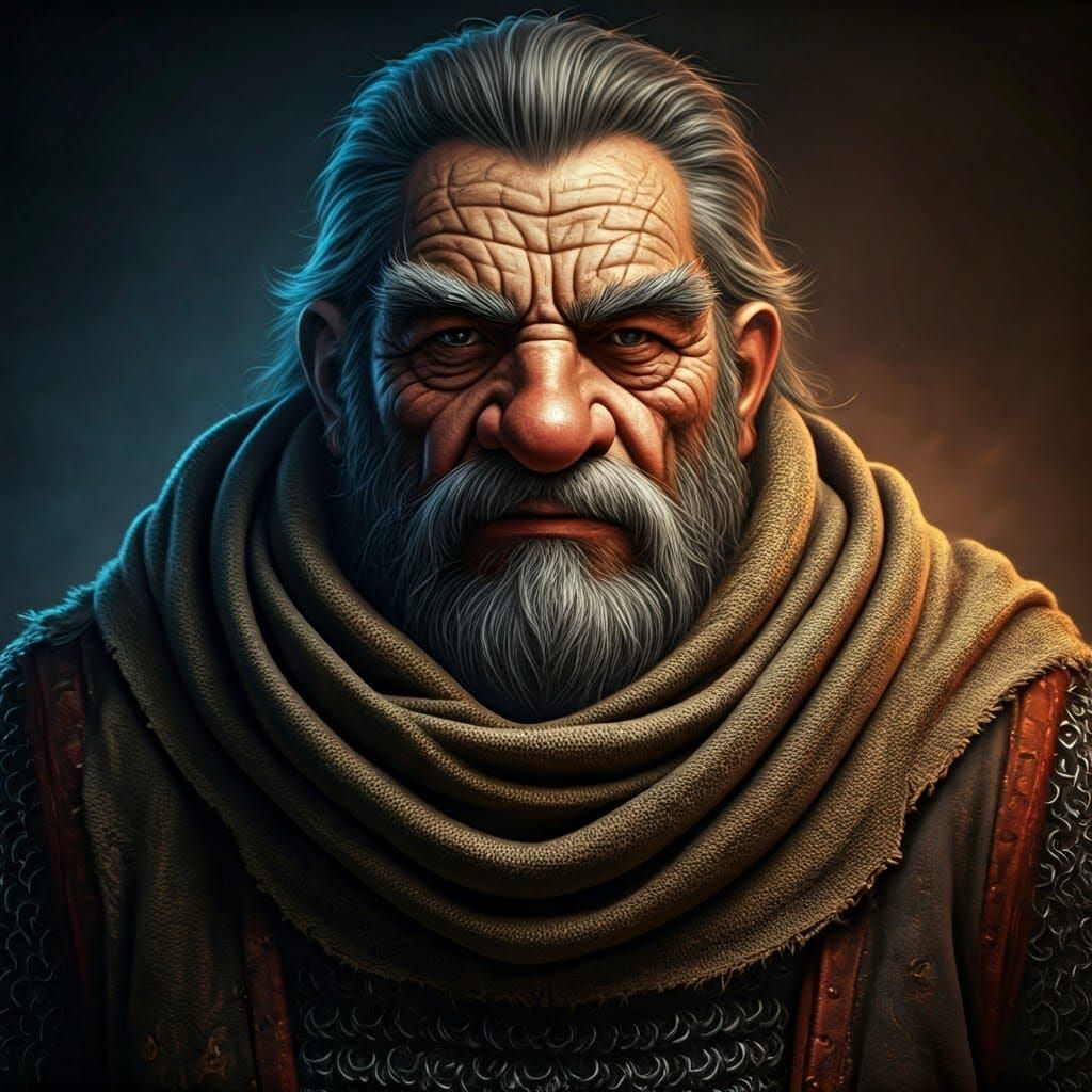 Old Dwarf Guard - Gnarled Dwarf Guard in Moody Lighting