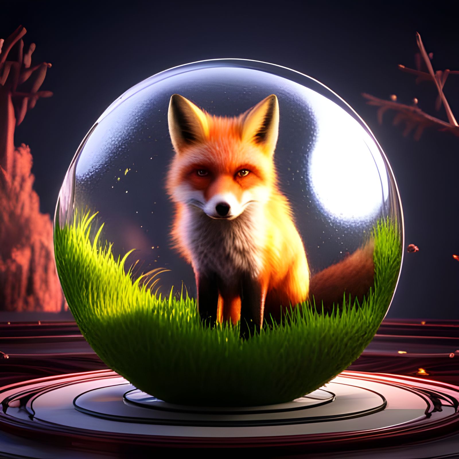 fox inside of a glass orb - AI Generated Artwork - NightCafe Creator