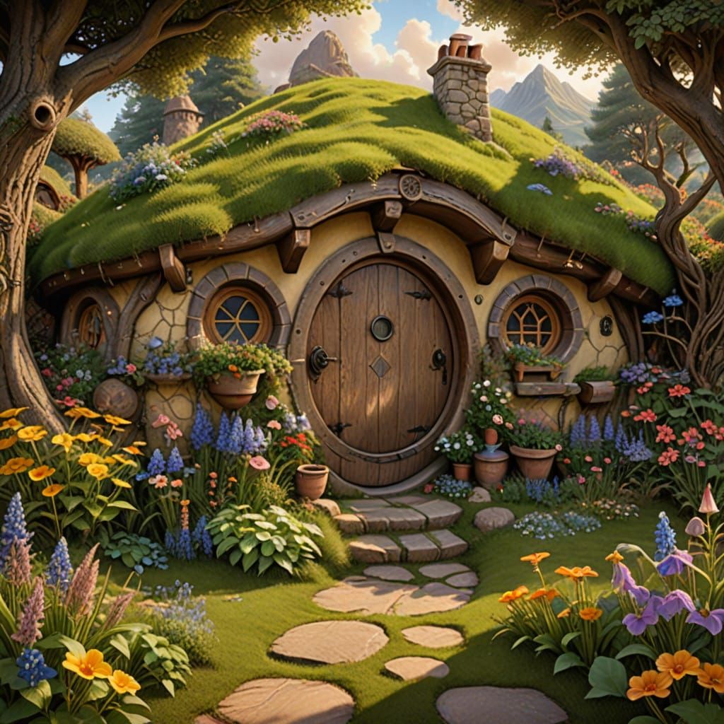 Hobbit Hole - Whimsical Hobbit Hole in Earthy Brown Clay
