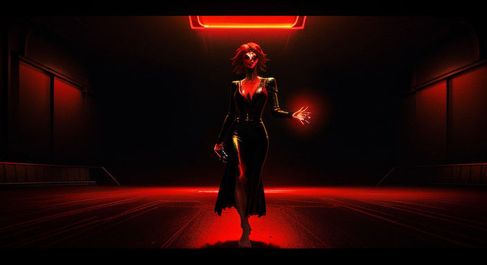 Glowing Vampire Siren Shines in Neon Haze - AI Art