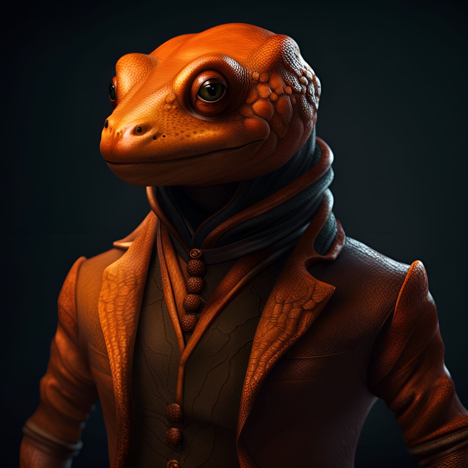 Humanoid orange salamander - AI Generated Artwork - NightCafe Creator