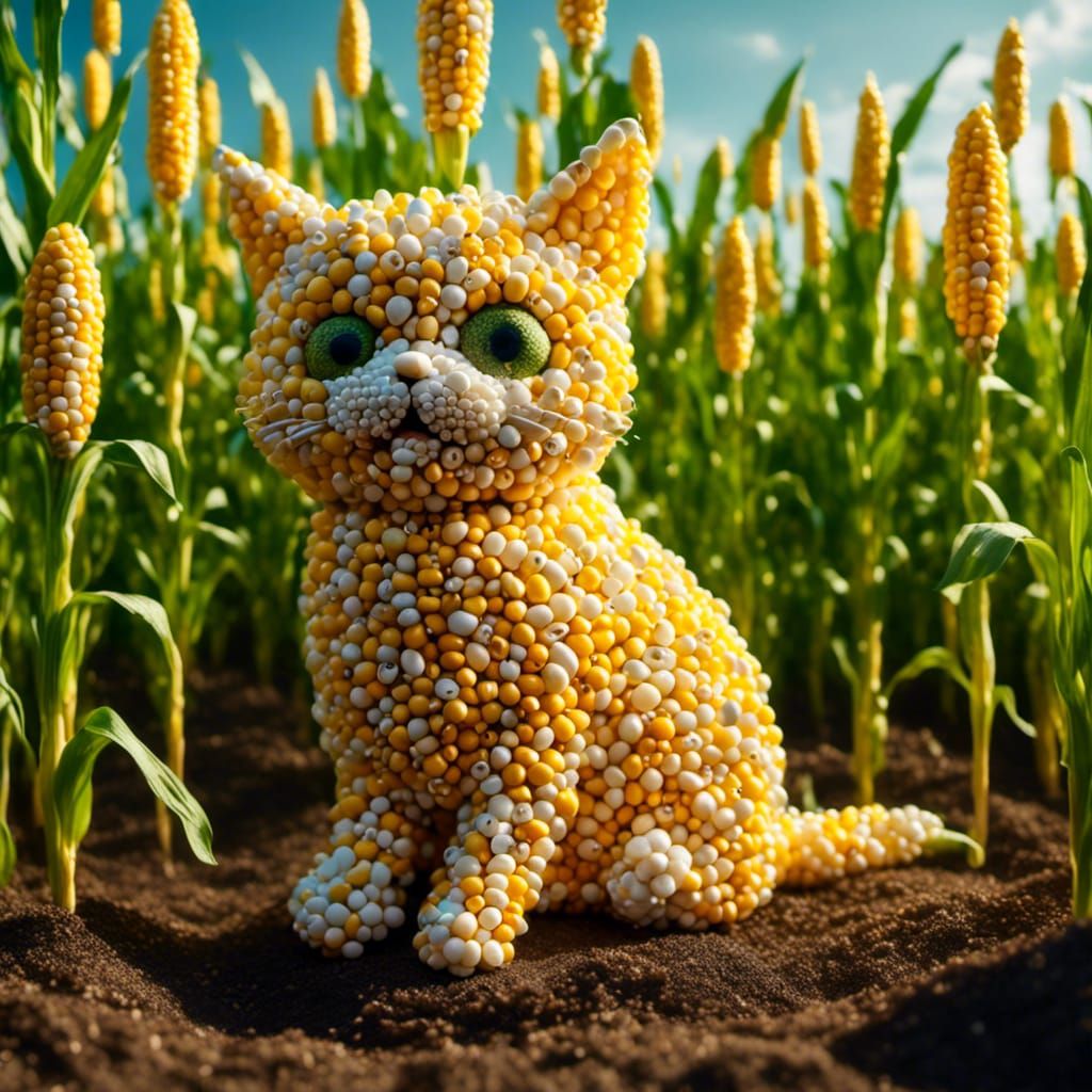 cute kitten made from corn - AI Generated Artwork - NightCafe Creator