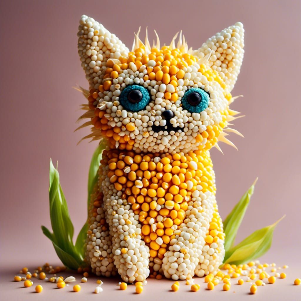 cute kitten made from corn - AI Generated Artwork - NightCafe Creator