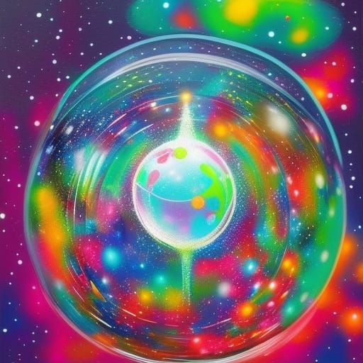 glass sphere in galactic christmas universe graffiti art, splash art ...