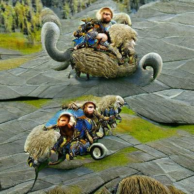 Dwarves riding on rams - AI Generated Artwork - NightCafe Creator