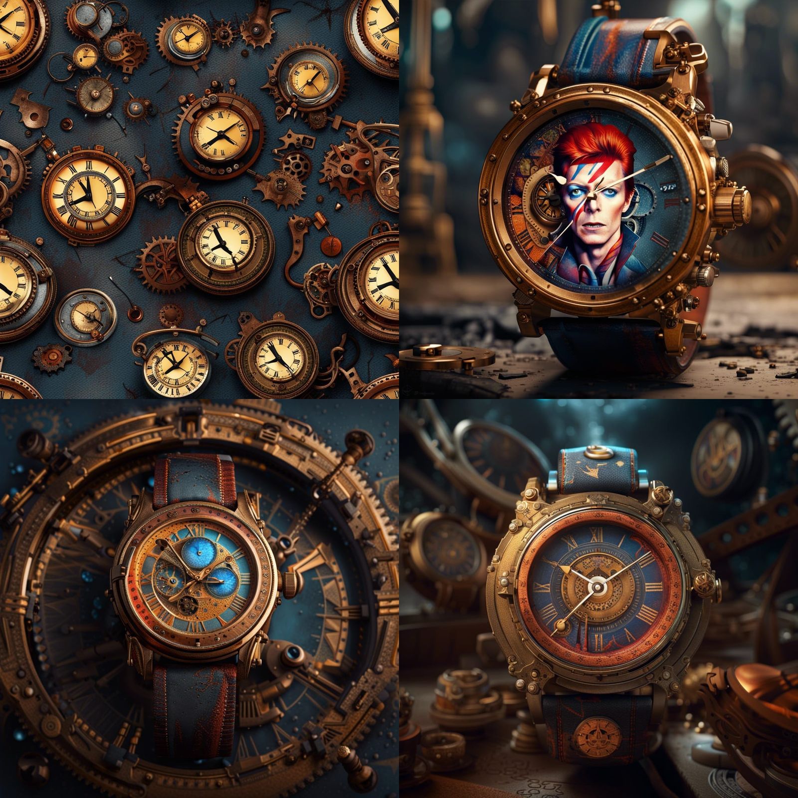 david bowie singer ziggy stardust steampunk time clocks wristwatch - AI ...