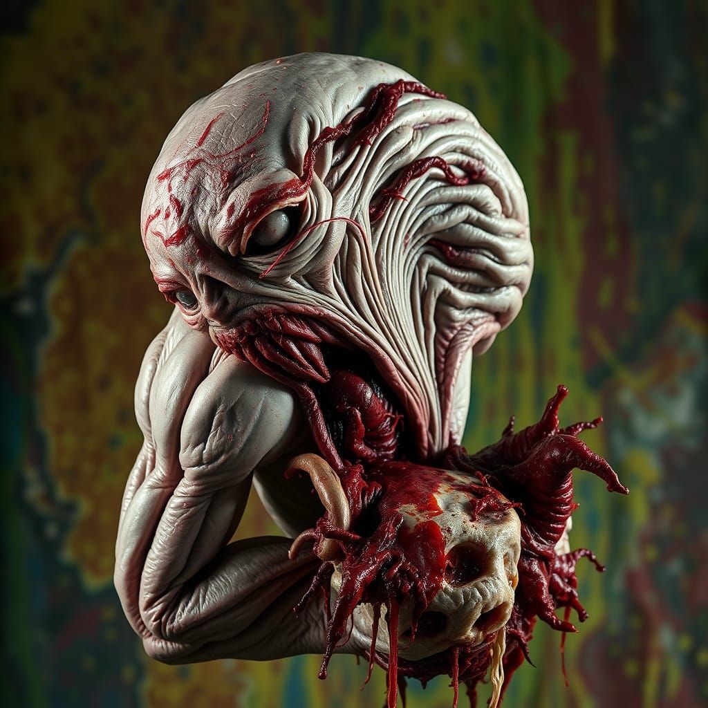Contorted creature - Distorted Horror Creature in Vivid Colo...