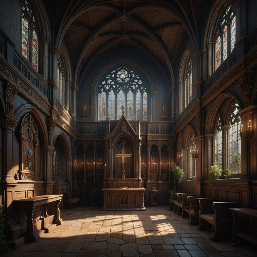 Regency Era Chapel in a 16th Century English Castl... - AI Art