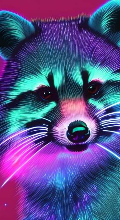 Neon Raccoon - AI Generated Artwork - NightCafe Creator