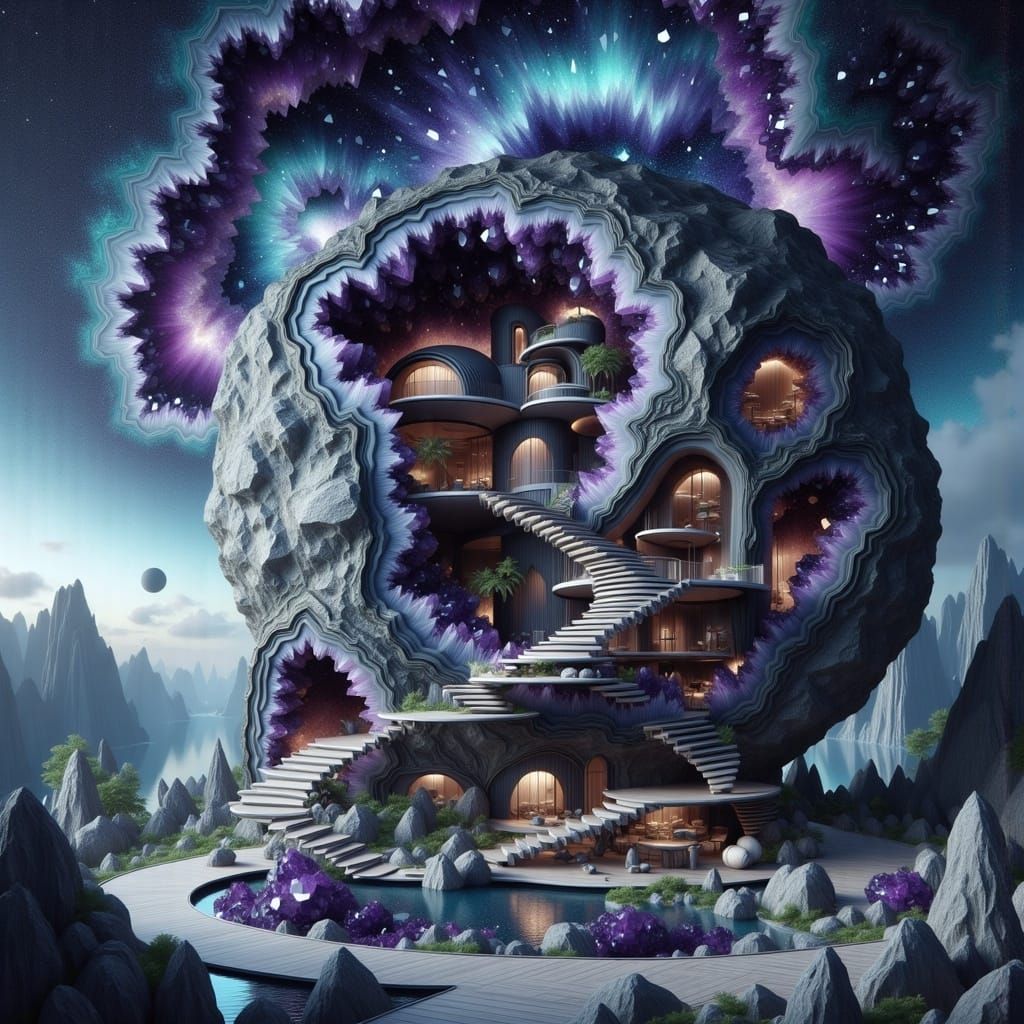 This Home Rocks - Whimsical Geode House with Twisting Stair...