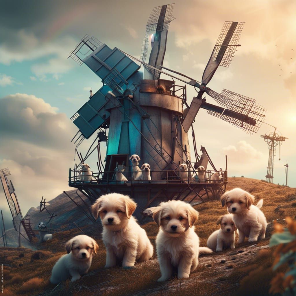 Puppy Windmill - AI Generated Artwork - NightCafe Creator