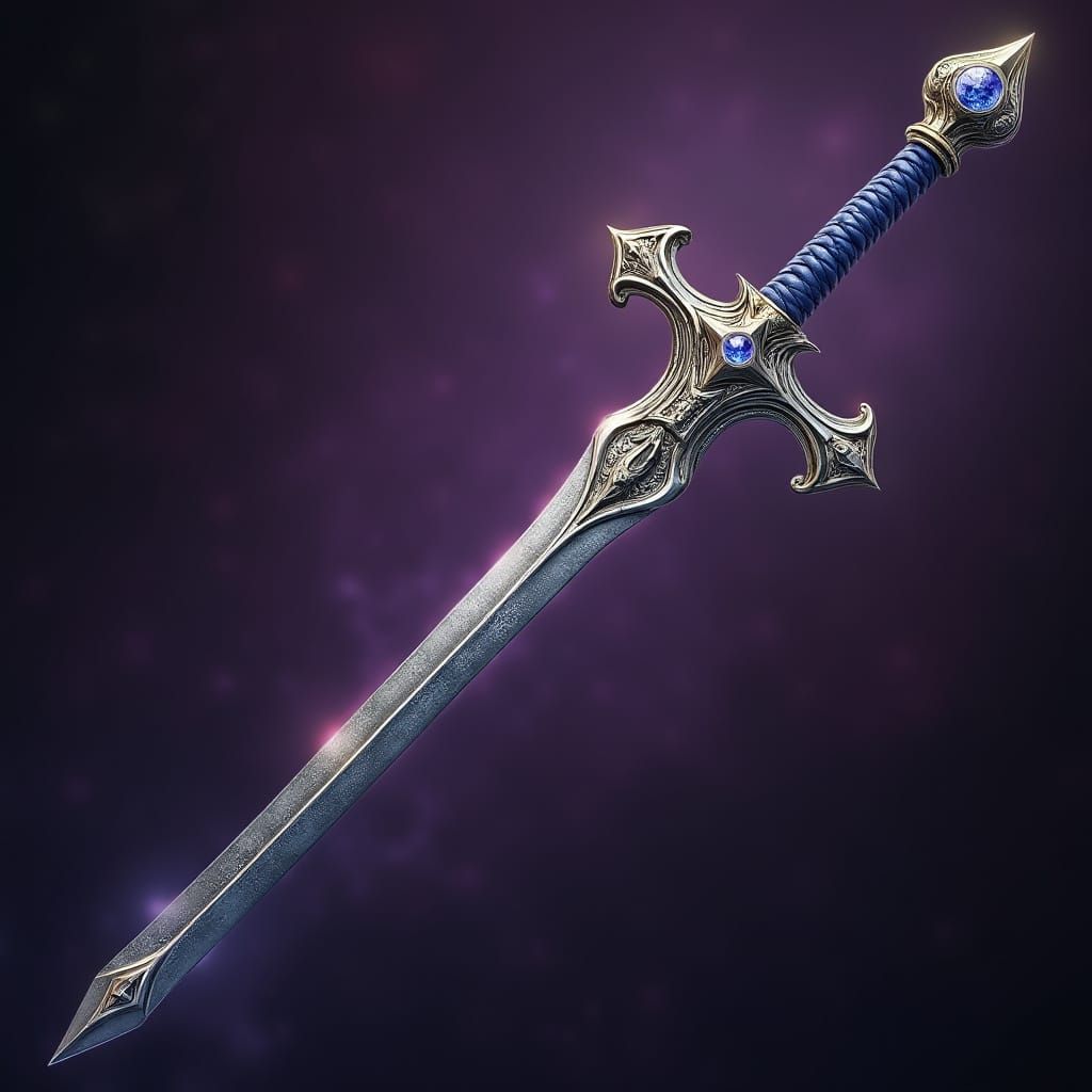 Elegant Dark Fantasy Sword in Rich, Majestic Splen... - AI Art