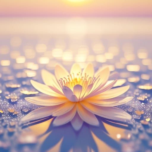 Ethereal Lithium Flower in Sunset Glow - AI Art