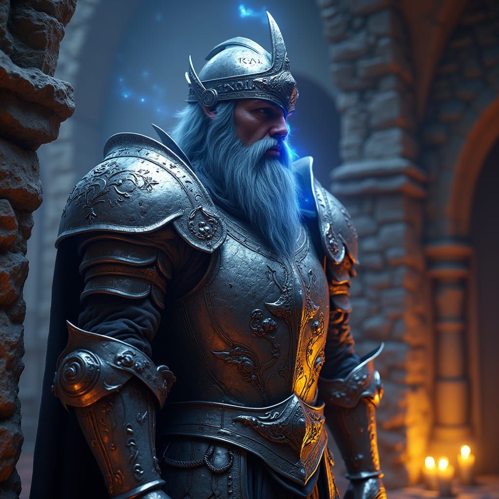 Captain of the Royal Guard - Dwarven King's Ornate Silver Ar...