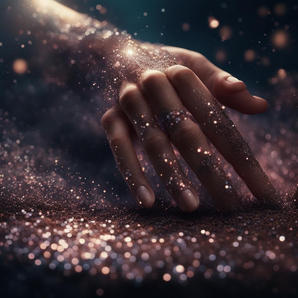 hand fading into glitter - AI Generated Artwork - NightCafe Creator