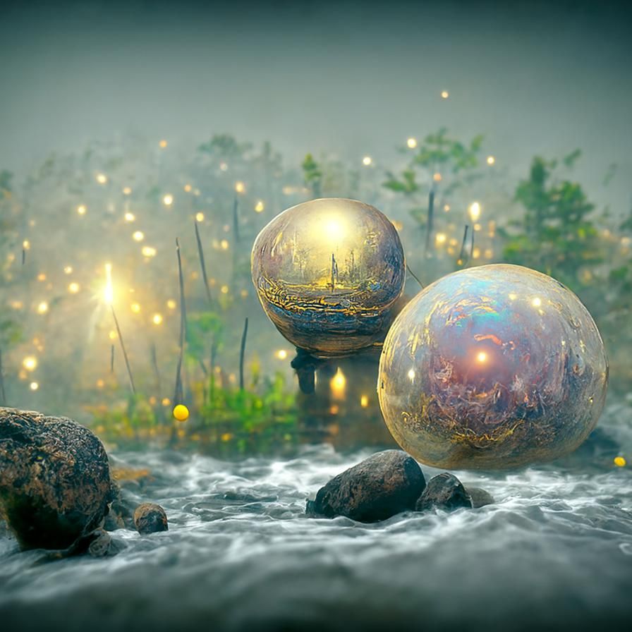A beautifully strange photo illustration of perfectly spherical glowing ...