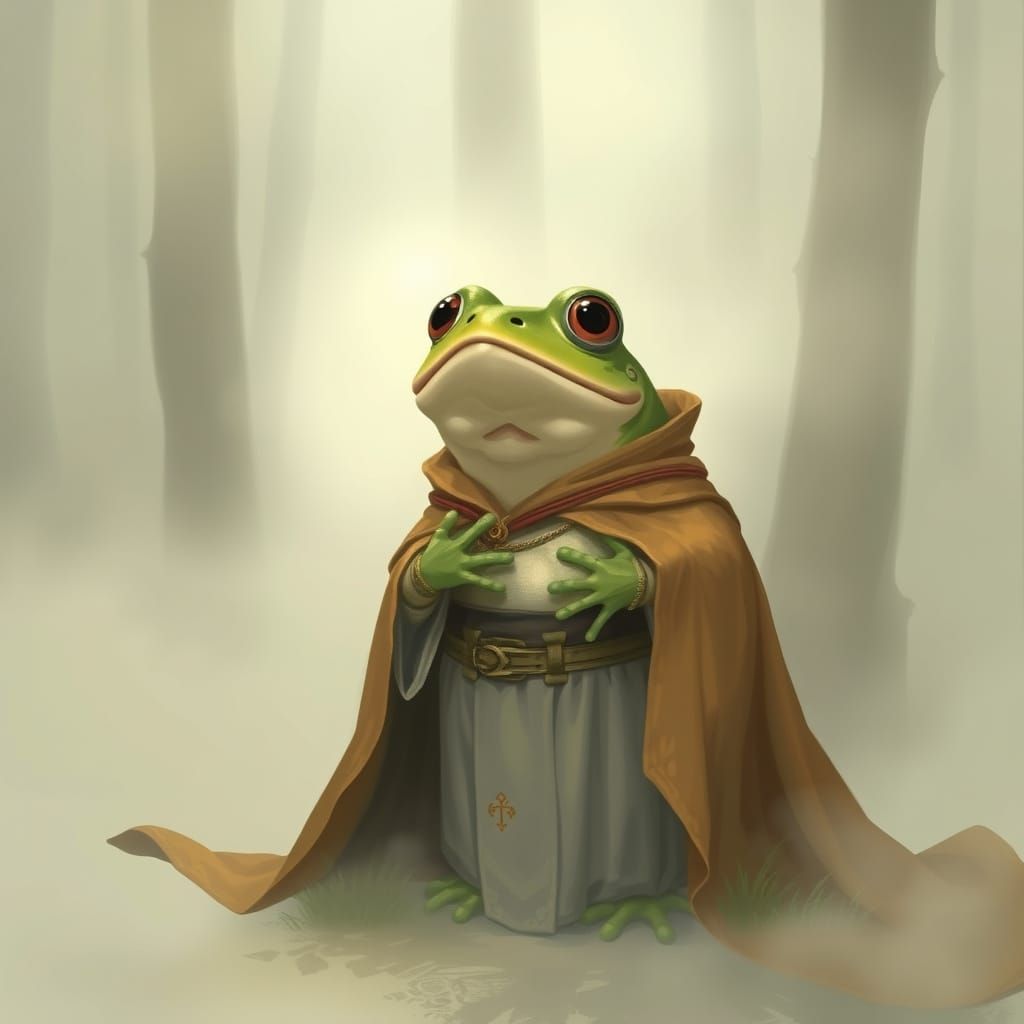 Not I? - Royal Frog in Misty Forest, Fantasy Illustration