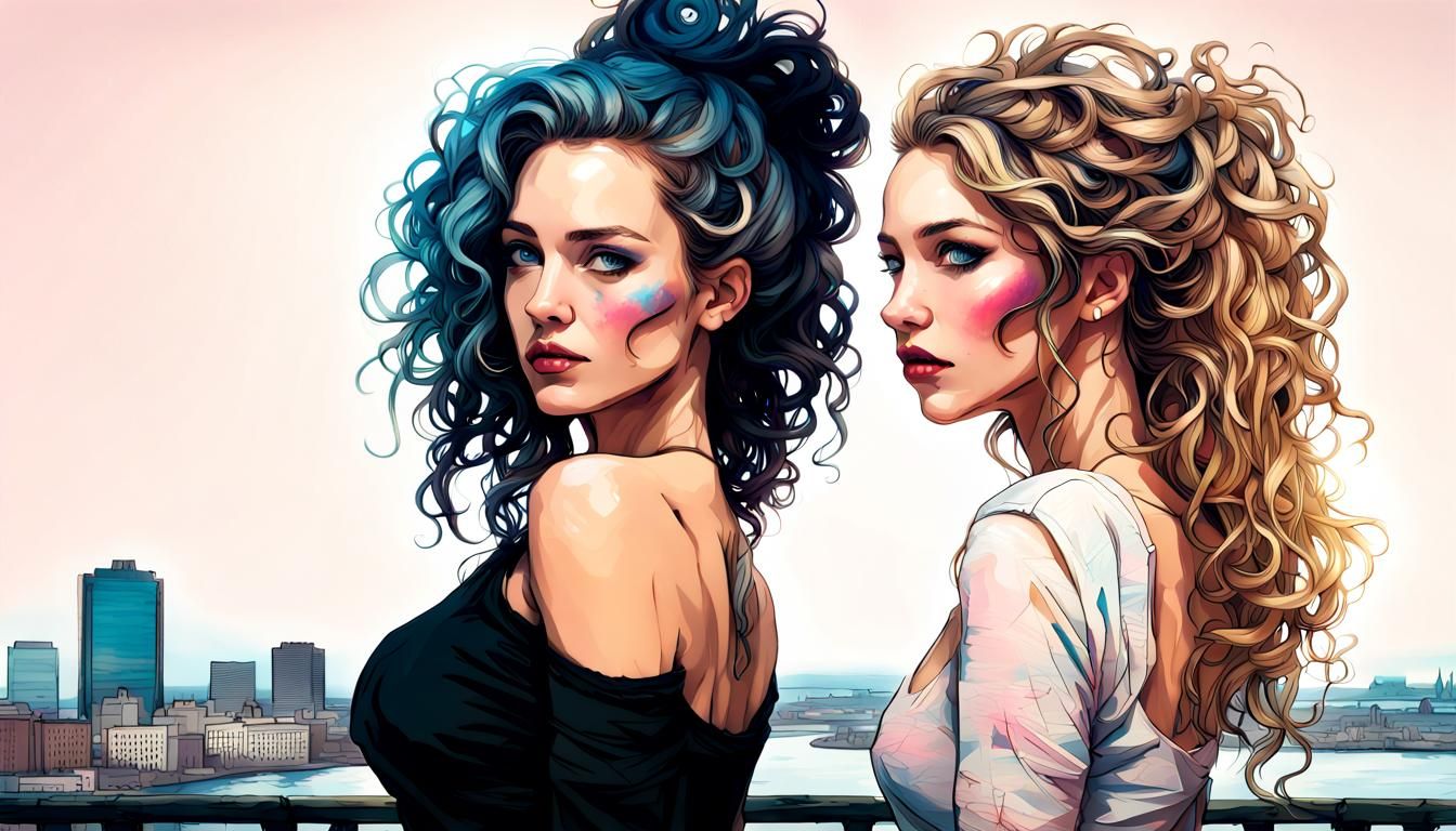 blonde Gina medium length curly hair large breast and blue eyes.pink ...