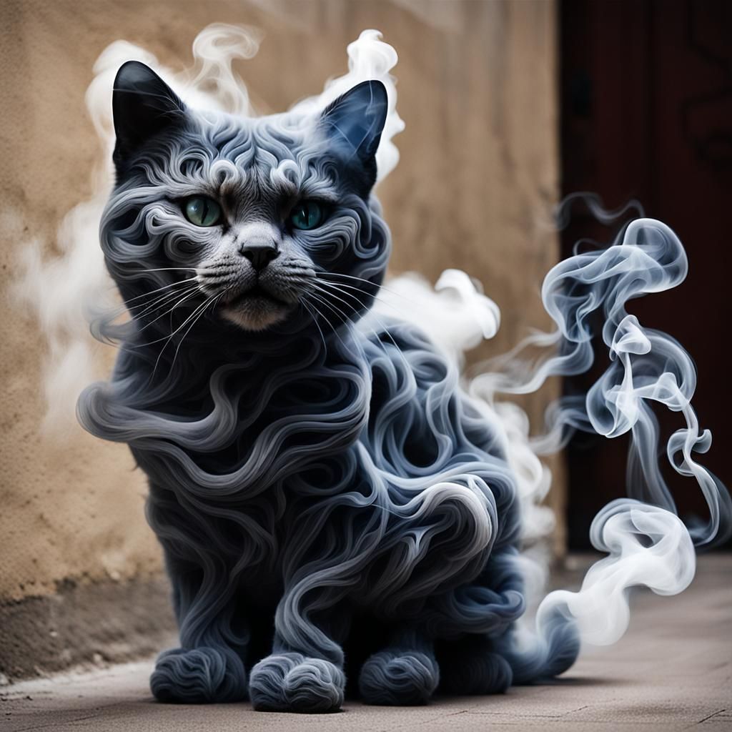 Smoke cat - AI Generated Artwork - NightCafe Creator