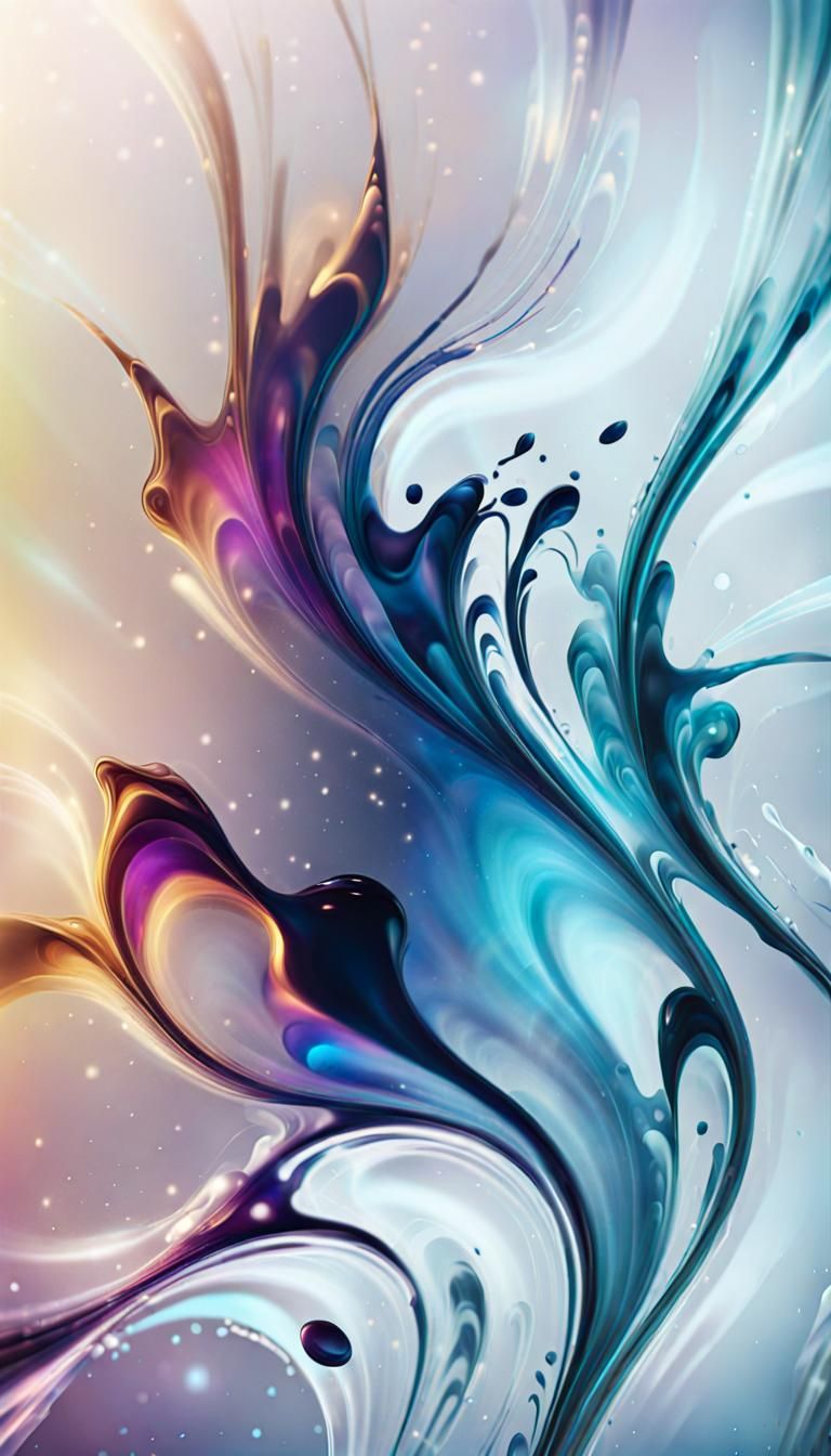 Enchanted midnight Water ripple reflection Magic light flow Cosmic prism 3D ethereal lights ...