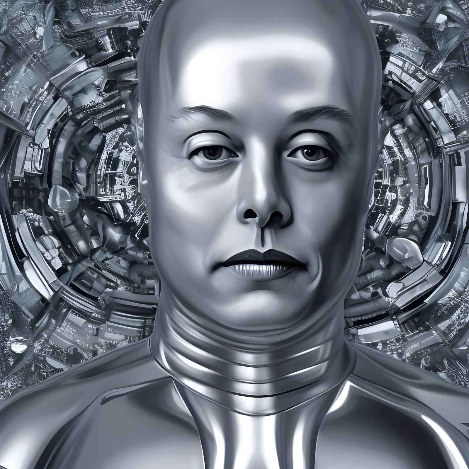 Elon musk as AI, alien, human hybrid Realistic diorama of abomination ...