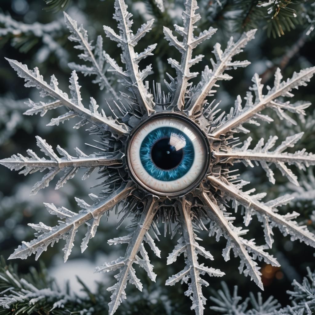Snowflake with a realistic eyeball - AI Generated Artwork - NightCafe ...