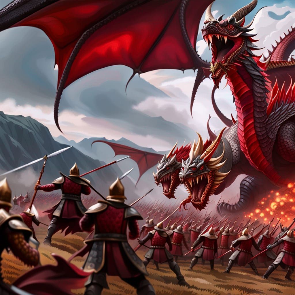 Red Dragon Fight 1 - AI Generated Artwork - NightCafe Creator
