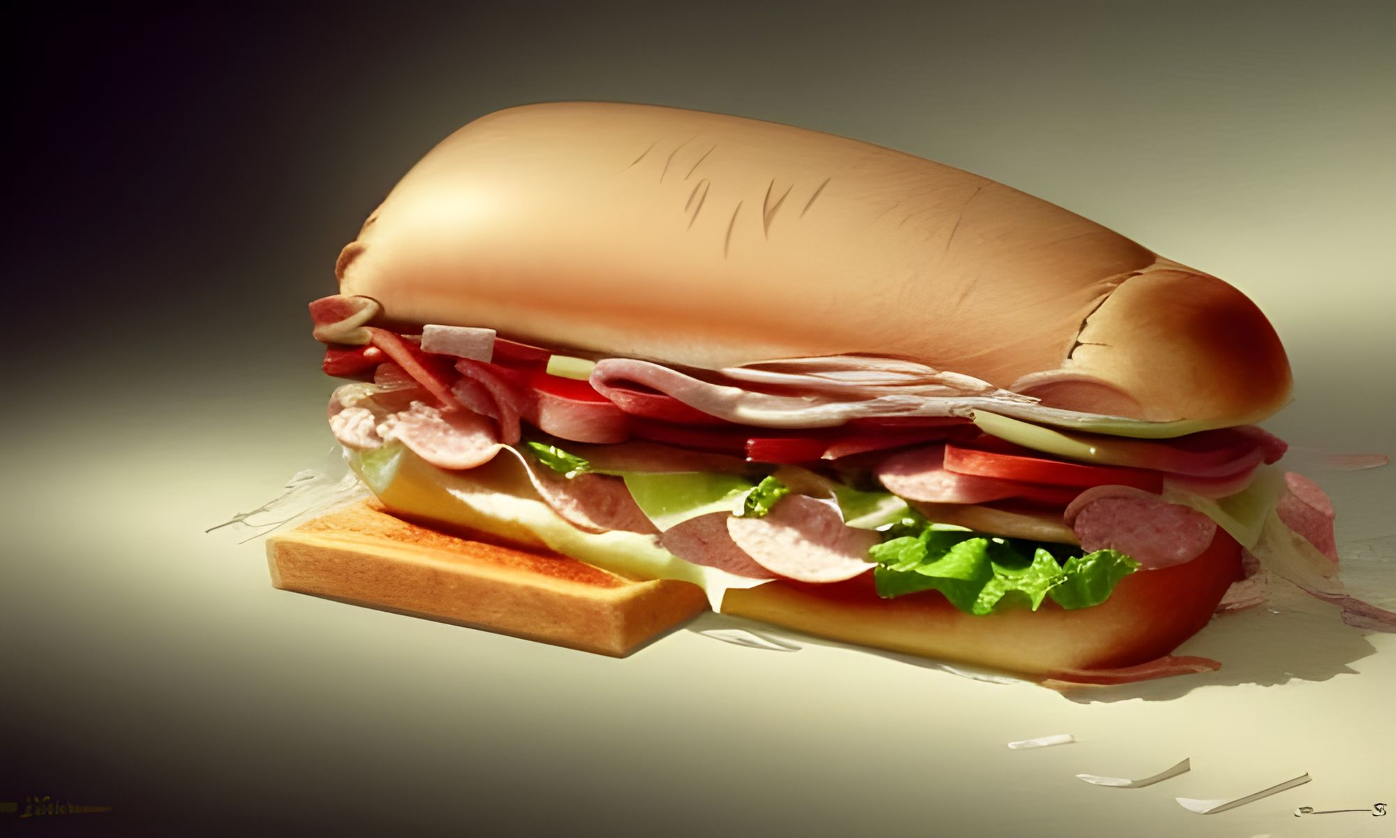 Philadelphia Hoagie Sandwich with lettuce onions tomatoes cheese salami ...