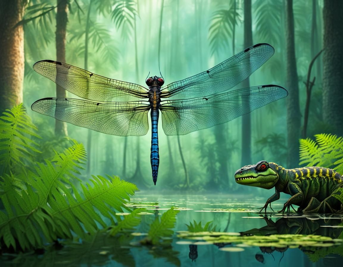 Dragonfly and lizard. - AI Generated Artwork - NightCafe Creator